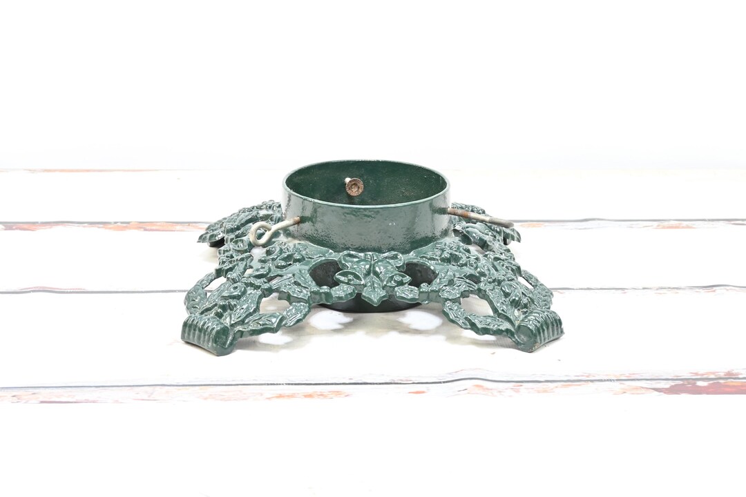 Antique /. Vintage Ornate Green Cast Iron Christmas Tree Stand Base ...