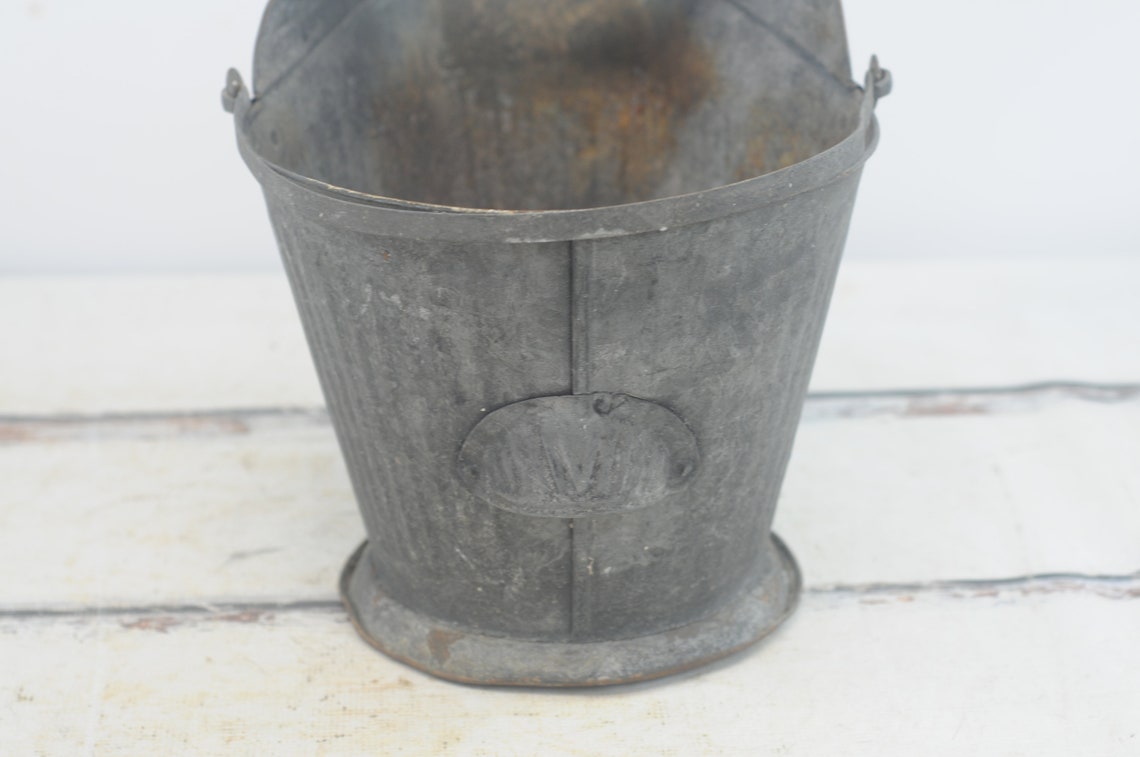 Vintage . Wheeling Fireplace Coal Ash Galvanized Zinc Bucket - Etsy