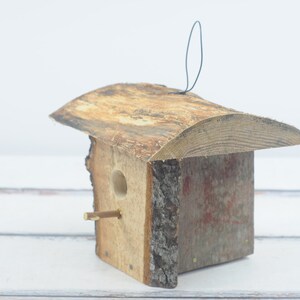 Bird . House Hand Made Wood Bird House Tree Bark Salvage Wood Bird ...