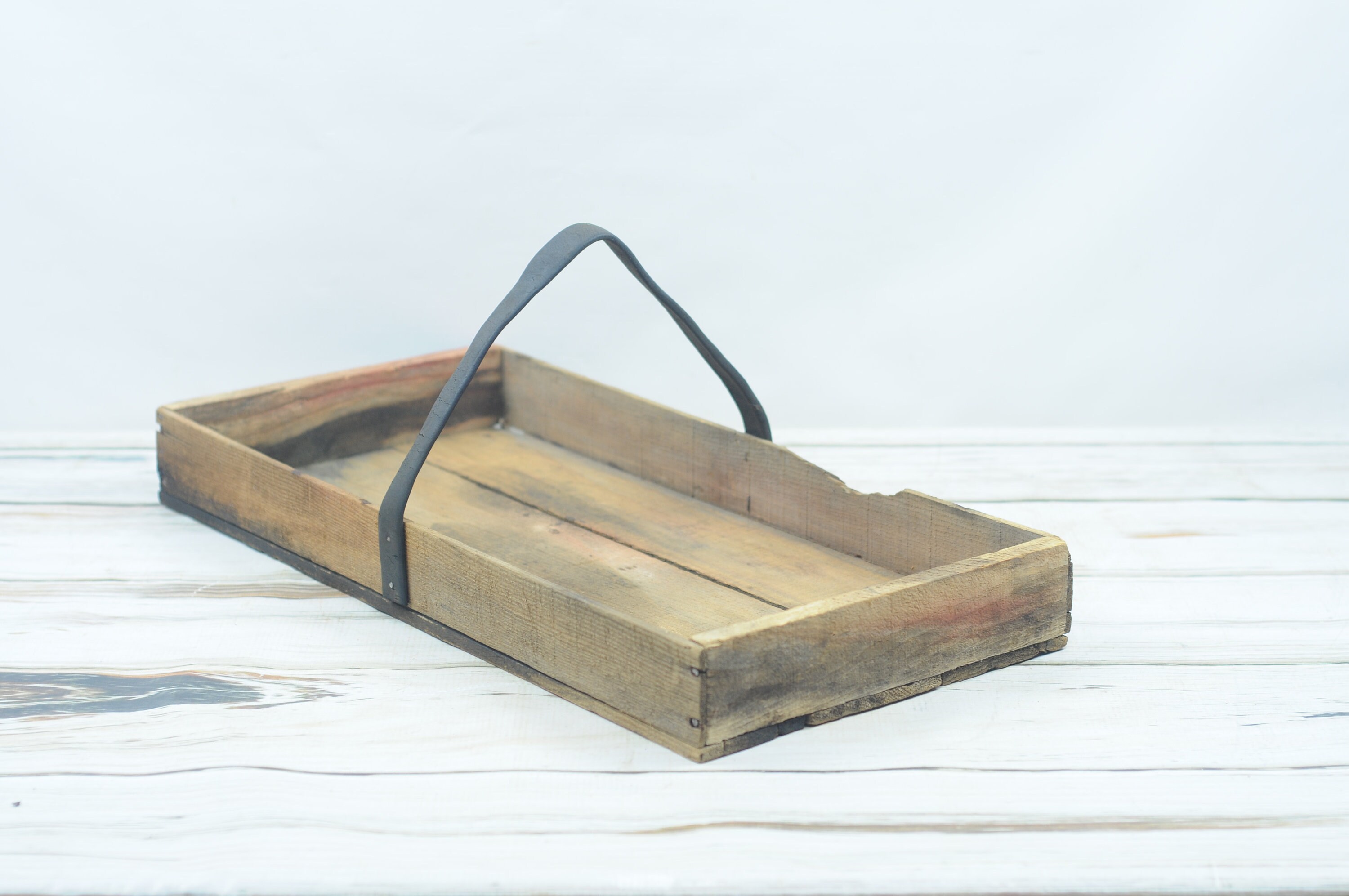 Vintage . Wood Box Antique Wood Tool Box Leather Strap Handle | Etsy