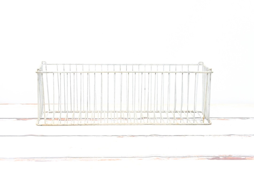 Vintage . Large Wire Basket Large Long Industrial Metal Basket 27.75x8 ...