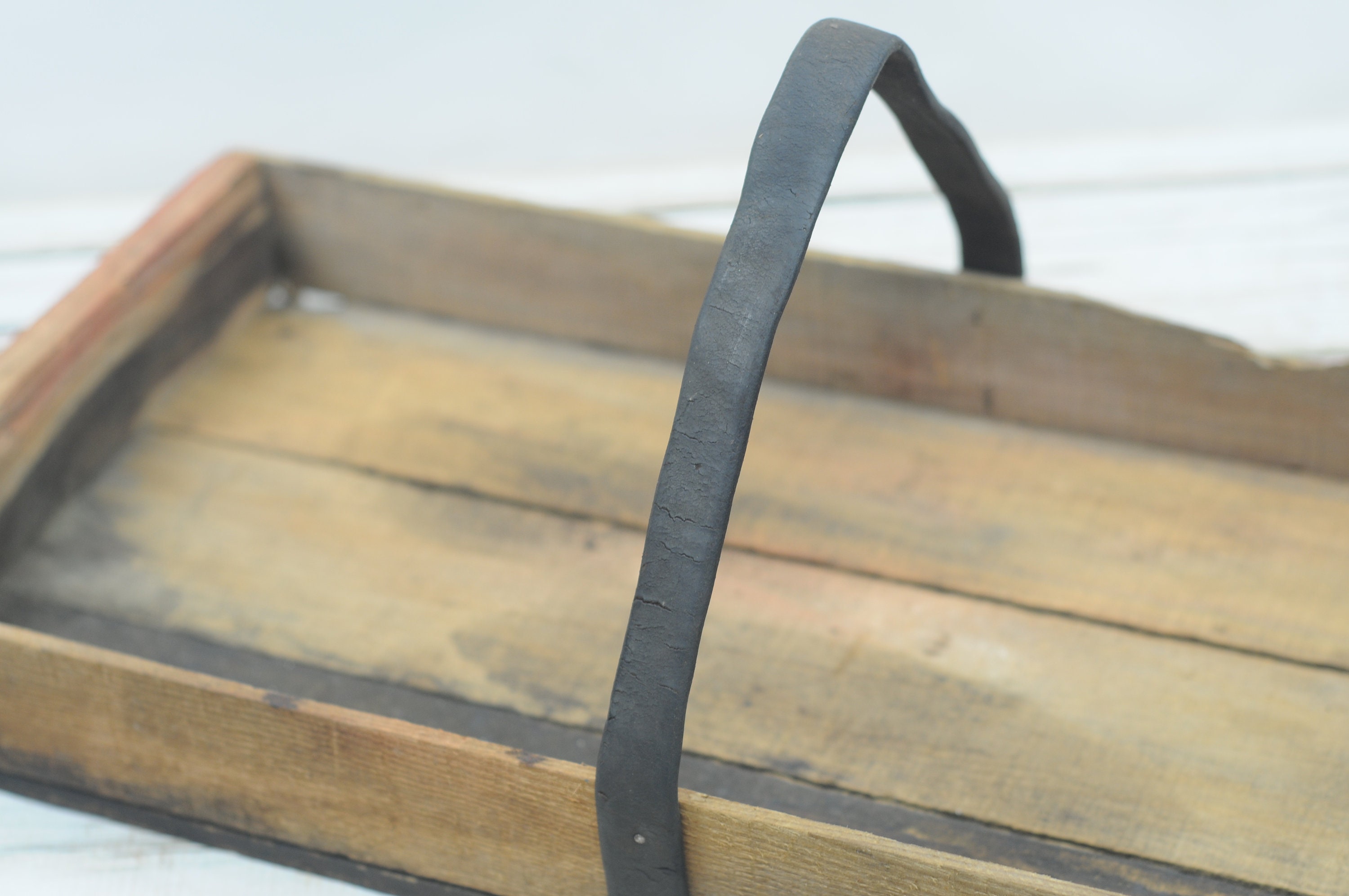 Vintage . Wood Box Antique Wood Tool Box Leather Strap Handle | Etsy