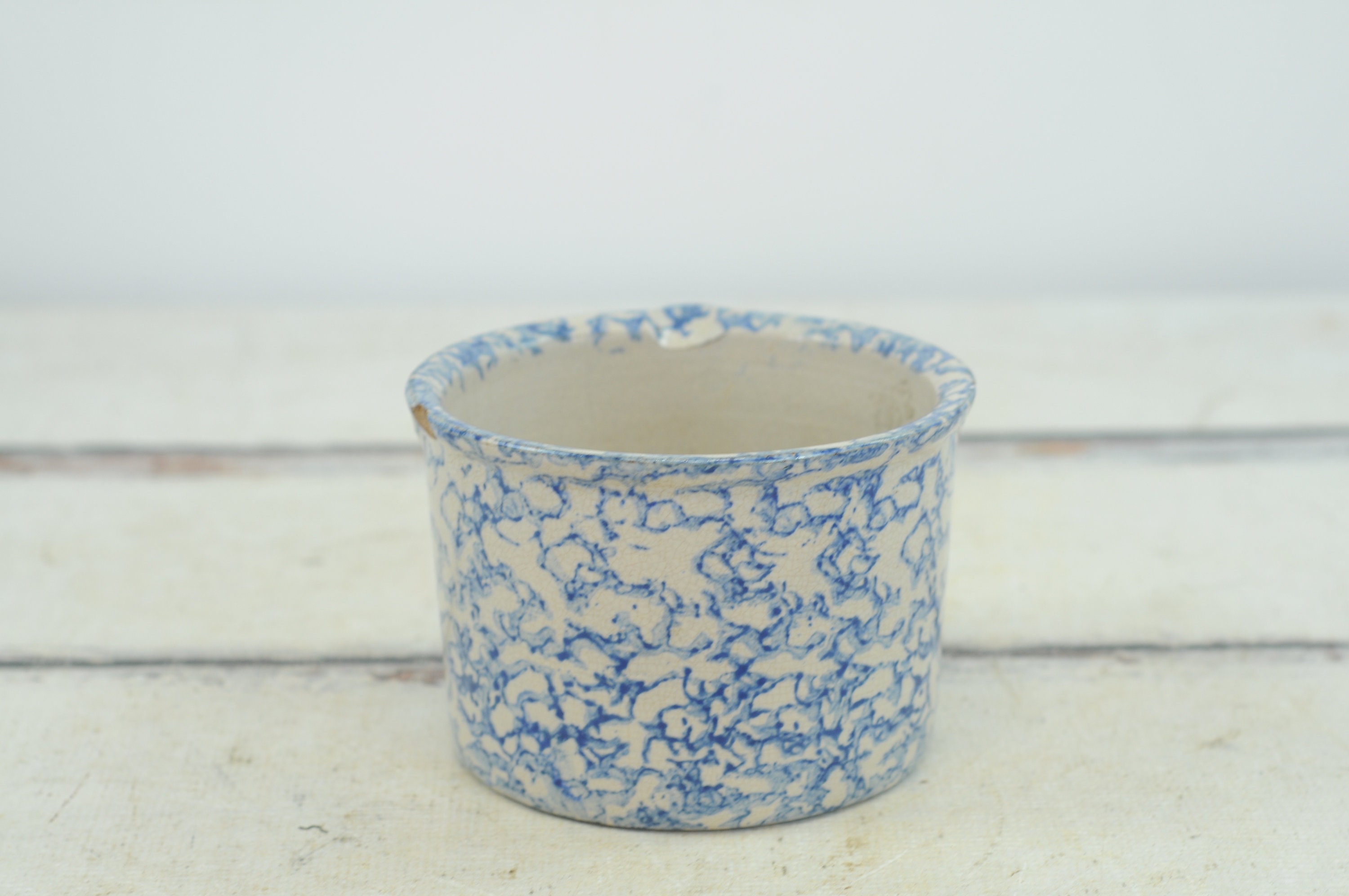 Vintage /Antique Primitive Spongeware Stoneware Batter Bowl | Etsy