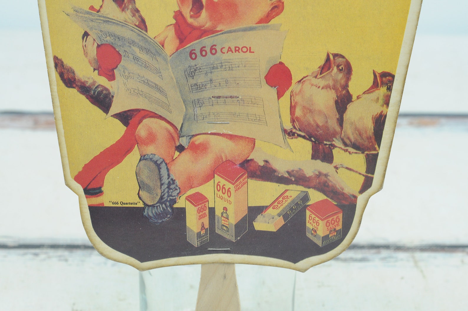 Vintage . 1920s Advertising Hand Fan 666 Cold Medicine Tonic | Etsy