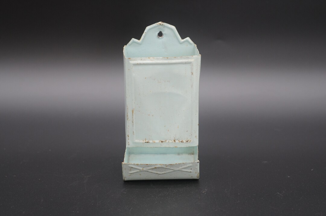 Vintage Blue Metal Safe Box Metal Wall Box Match Box Match Box Holder ...