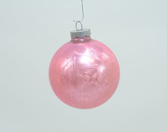 Vintage Jumbo Shiny Brite Christmas Ornament Brushed Pink Glass Round ...