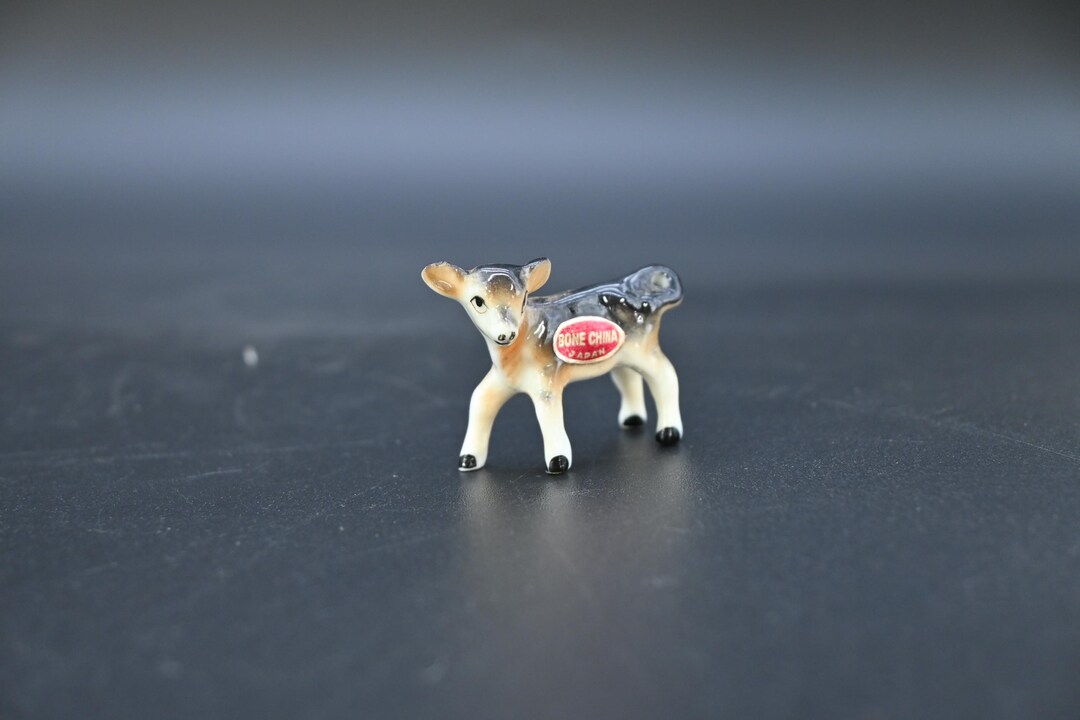 Vintage Miniature Small Porcelain Ceramic Calf Cow Japan Hand Painted ...