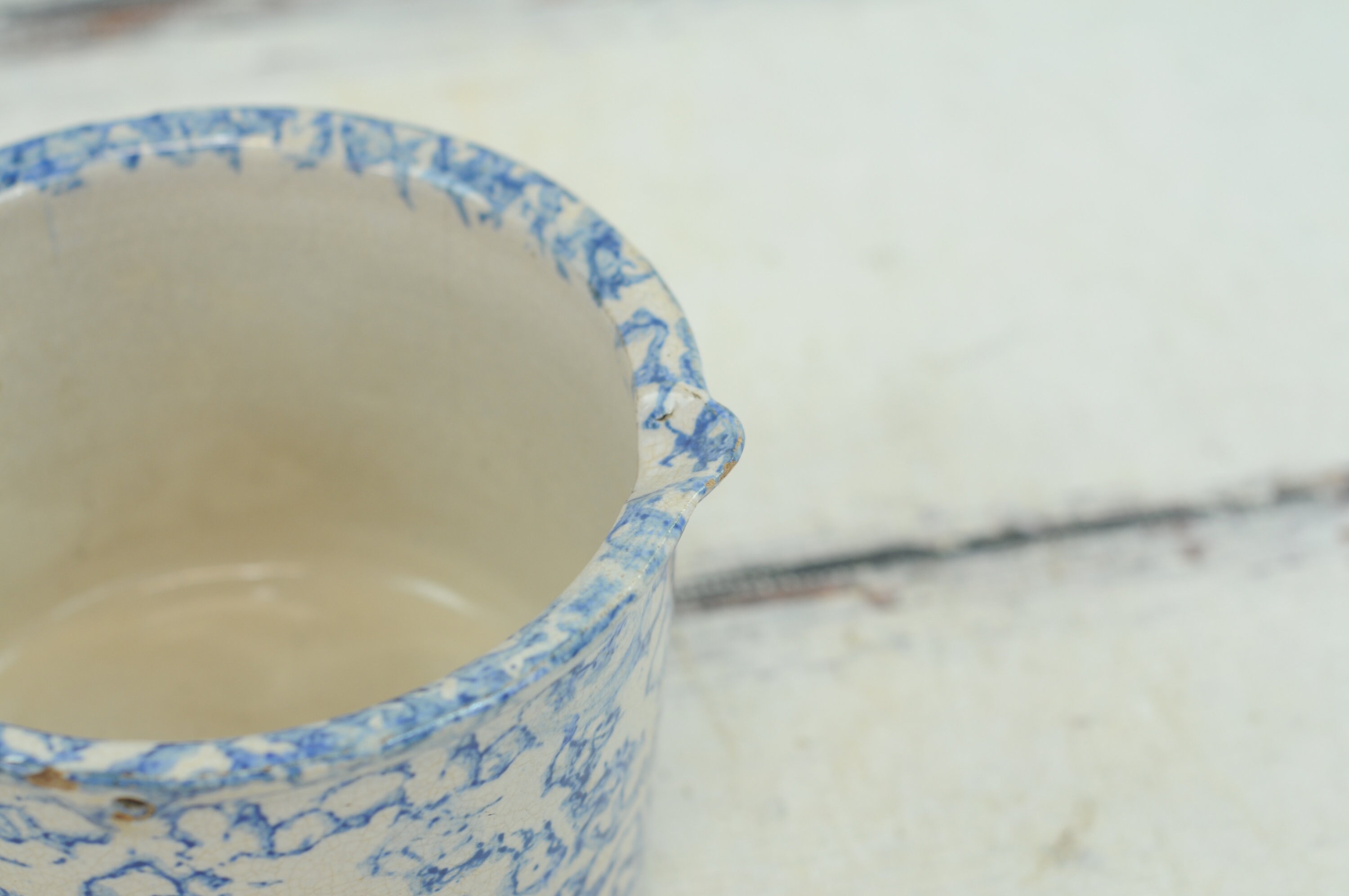 Vintage /Antique Primitive Spongeware Stoneware Batter Bowl | Etsy