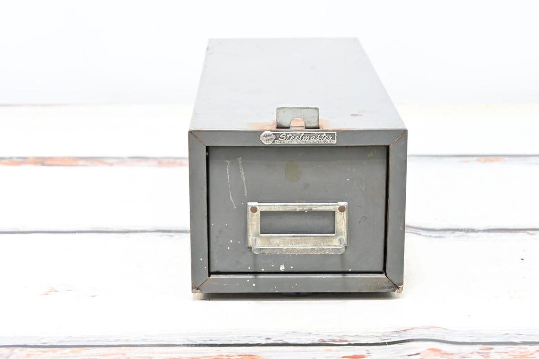 Vintage Gray Steelmaster Metal 1 Drawer Index Card File Cabinet Light ...