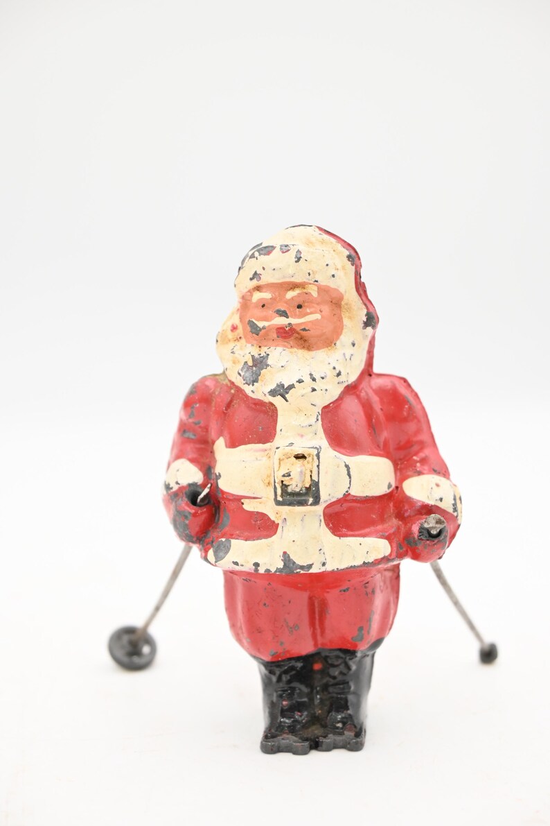 Vintage 3" Barclay Maniol Lead Cast Metal Santa on Skis Putz Christmas ...