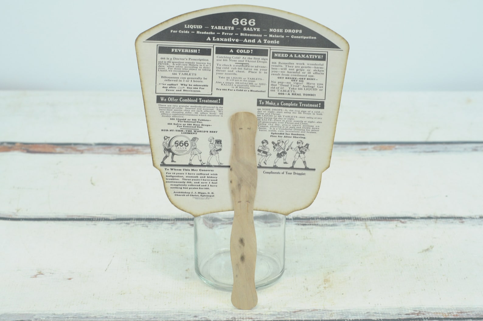 Vintage . 1920s Advertising Hand Fan 666 Cold Medicine Tonic | Etsy