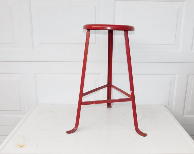 Vintage Industrial Stool Red Industrial Seating Lab Stool Office Stool ...