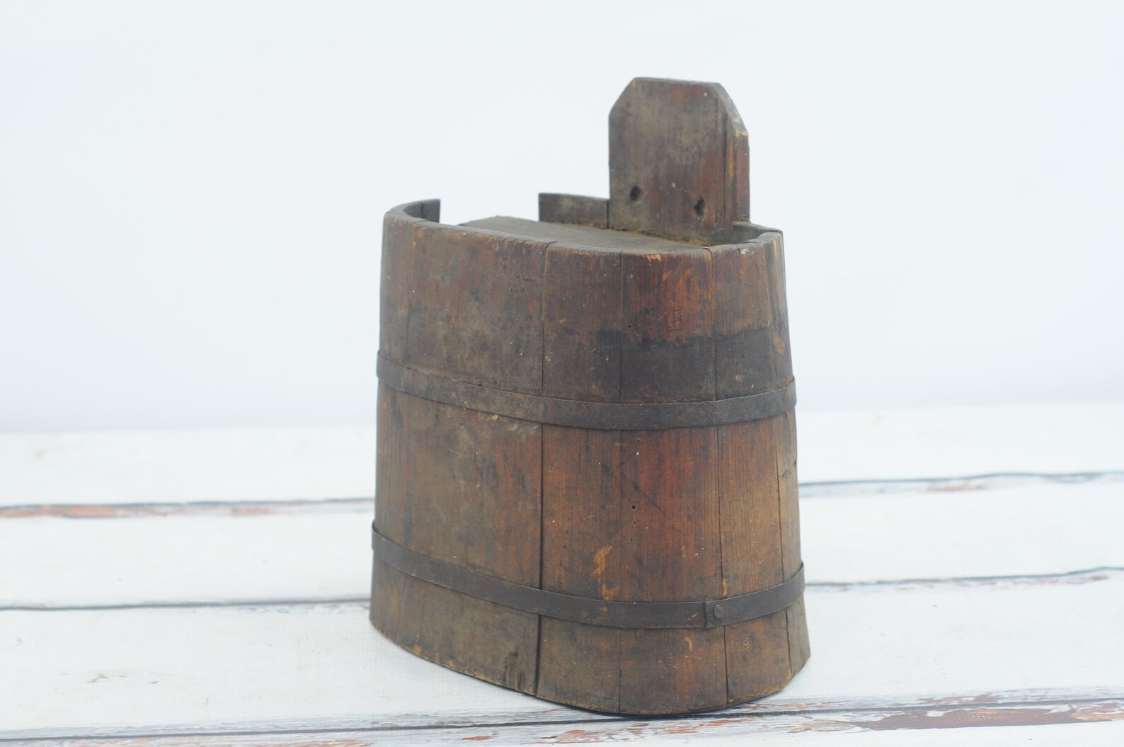 Rare . Primitive Antique Tapered Wood Stave Shipping Cask With Iron ...