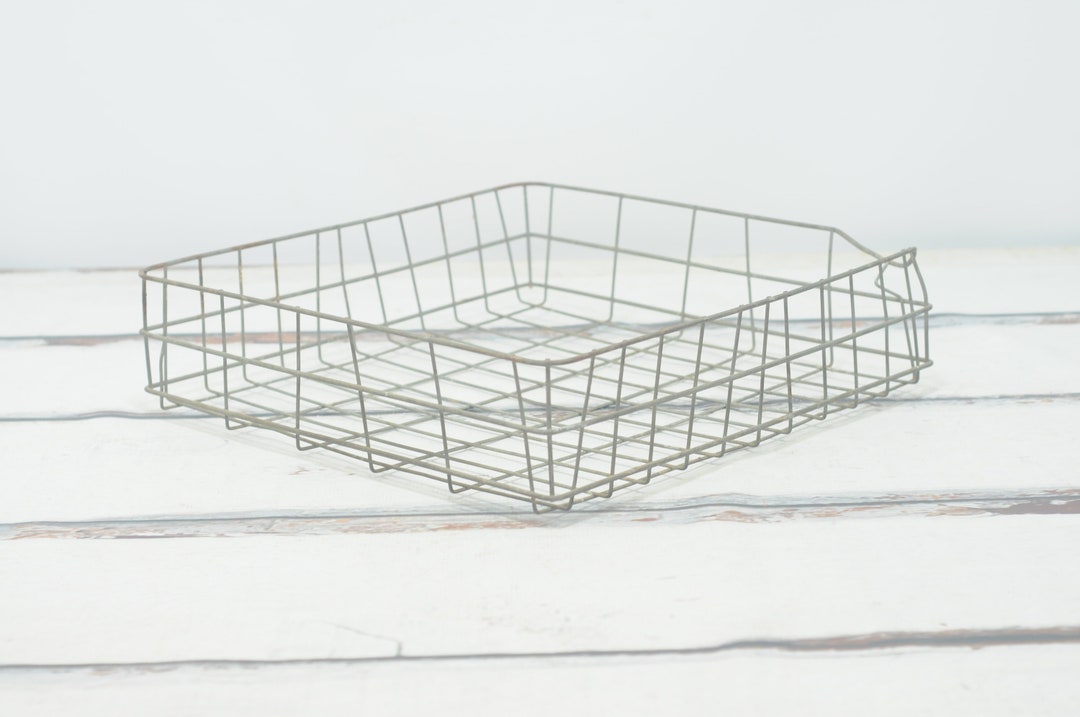 Vintage . Large Wire Basket Large Square Industrial Metal Basket 17x17 ...