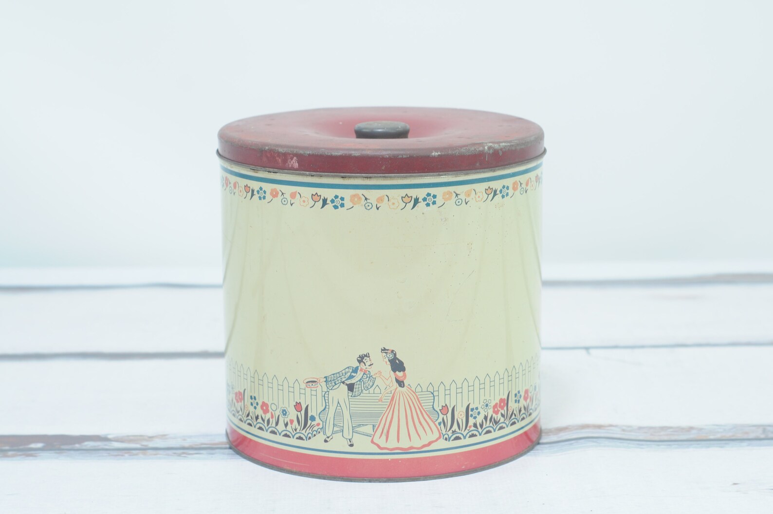 Vintage Large Tin Cracker Canister Original Retro 1950s - Etsy