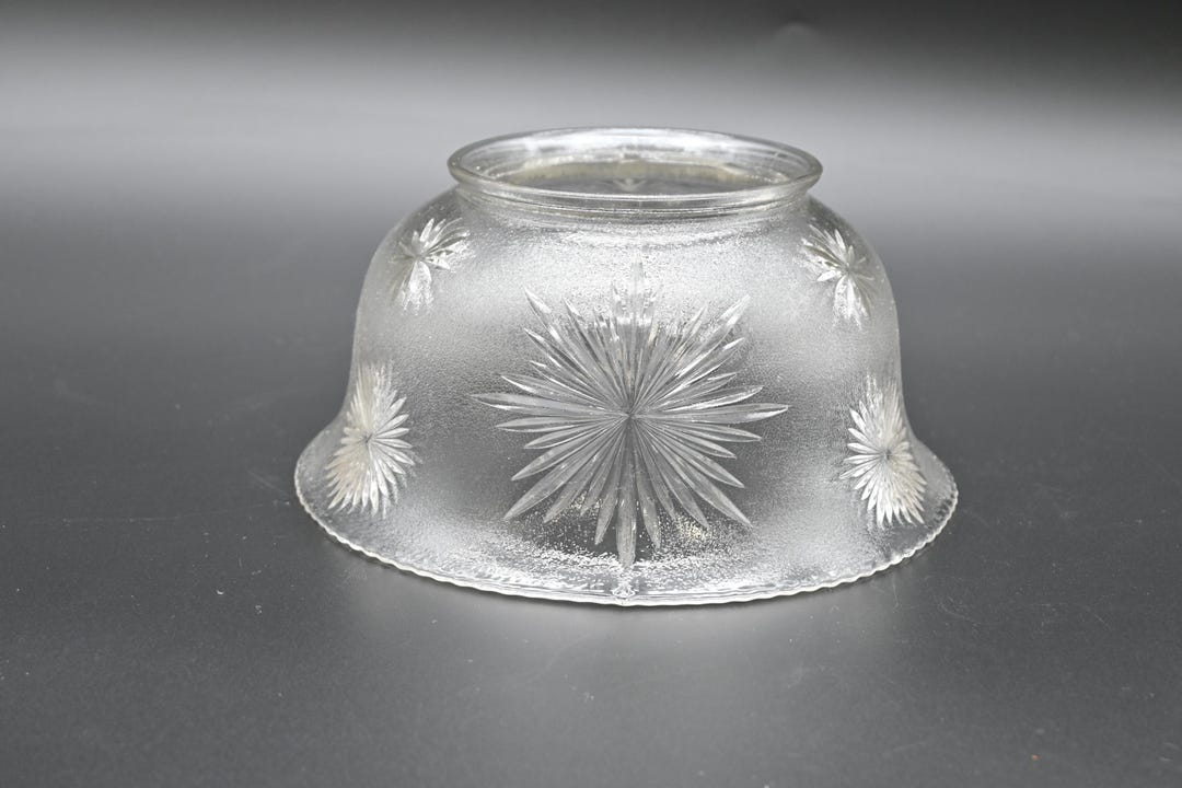 EAPG Antique Clear Stippled Glass Gas Lamp Light Shade With Starburst ...