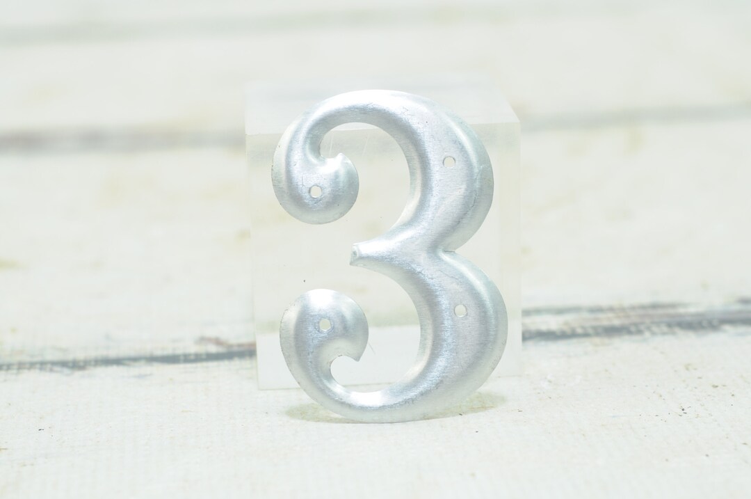 Vintage . #3 1970s Aluminum House Number Mailbox Number Sign Aluminum ...