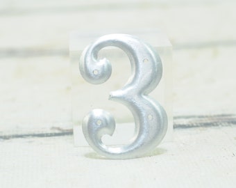 Vintage Small Aluminum Number 3 Salvaged Aluminum Address Number Old ...