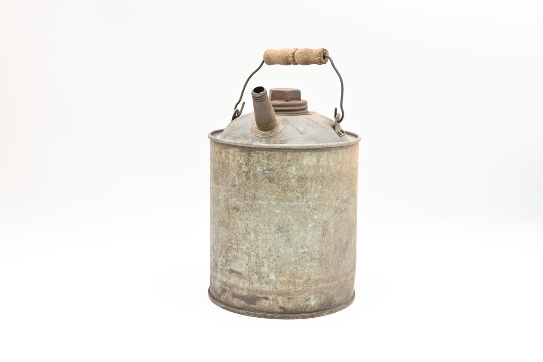 Vintage ./ Antique Hibbard? 1? Gallon Zinc Oil Can Fuel Can Green Trim ...