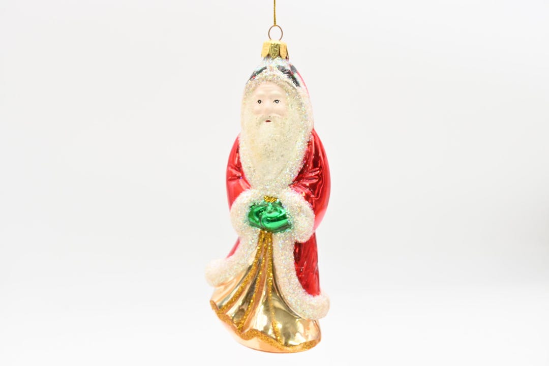 Vintage 7"l 1996 Santa's Best Ornament Santa Claus Glass Christmas Tree ...