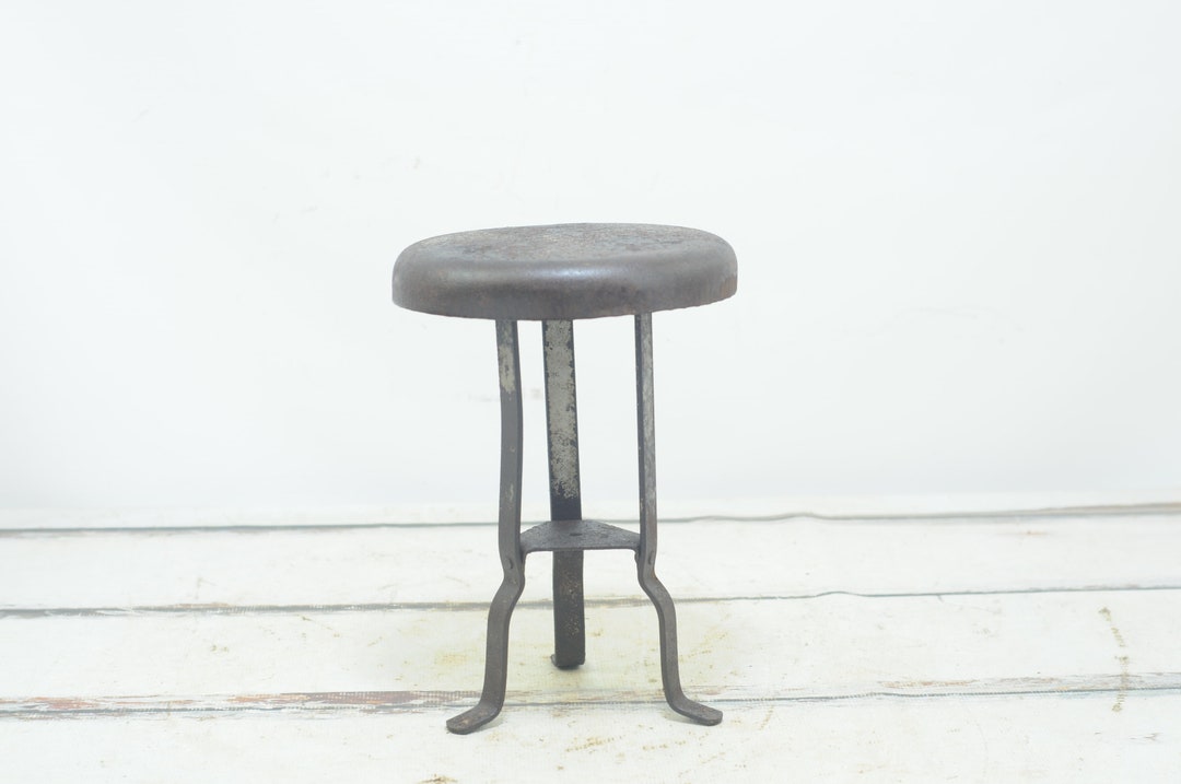 Antique. Metal Milking Stool Three Leg Milking Stool Barn Stool Chippy ...