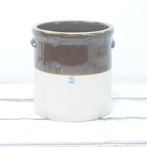 Antique/vintage #5 Brown and Beige Stoneware Crock Large Five Gallon ...