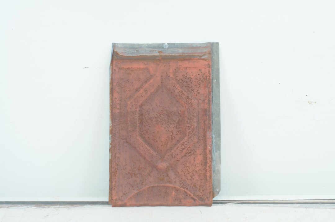 Antique . Pressed Tin Roof Shingle Decorative Embossed Tin Wall Art ...