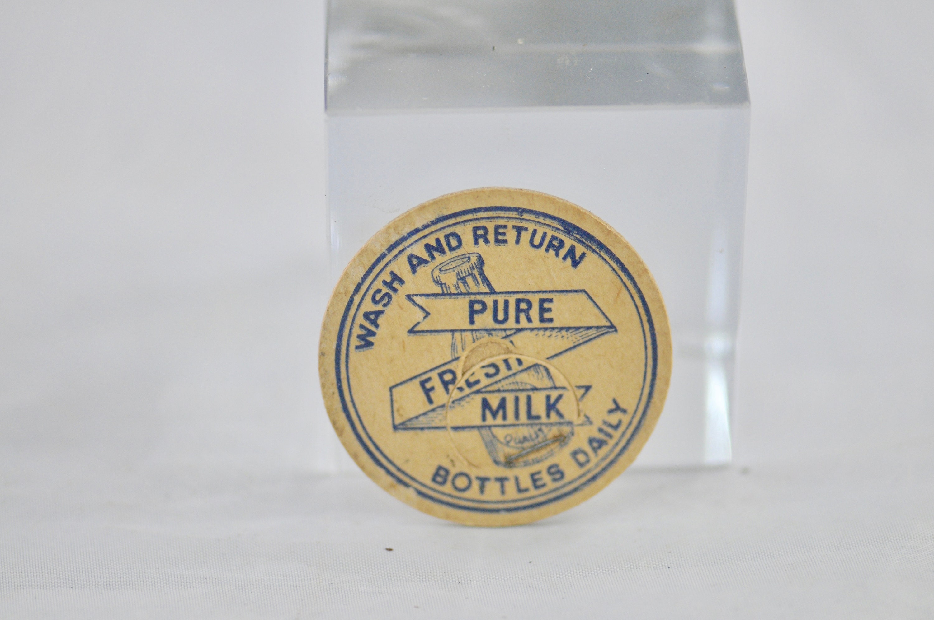 Vintage . Pure Fresh Milk Dairy Bottle Cap Drink Pure Milk | Etsy