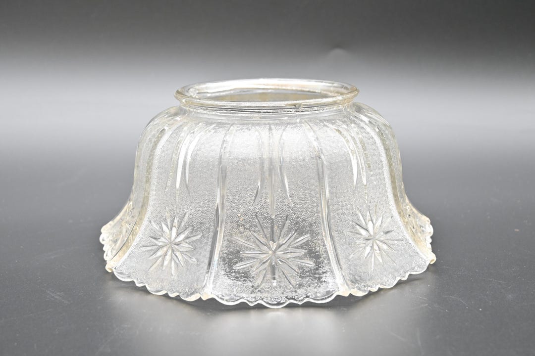 EAPG Antique Clear Pebbled Glass Gas Lamp Light Shade With Starburst ...