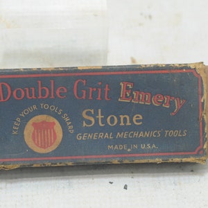 Vintage . American Double Grit Emery Oil Stone in Box Sharpening Stone ...