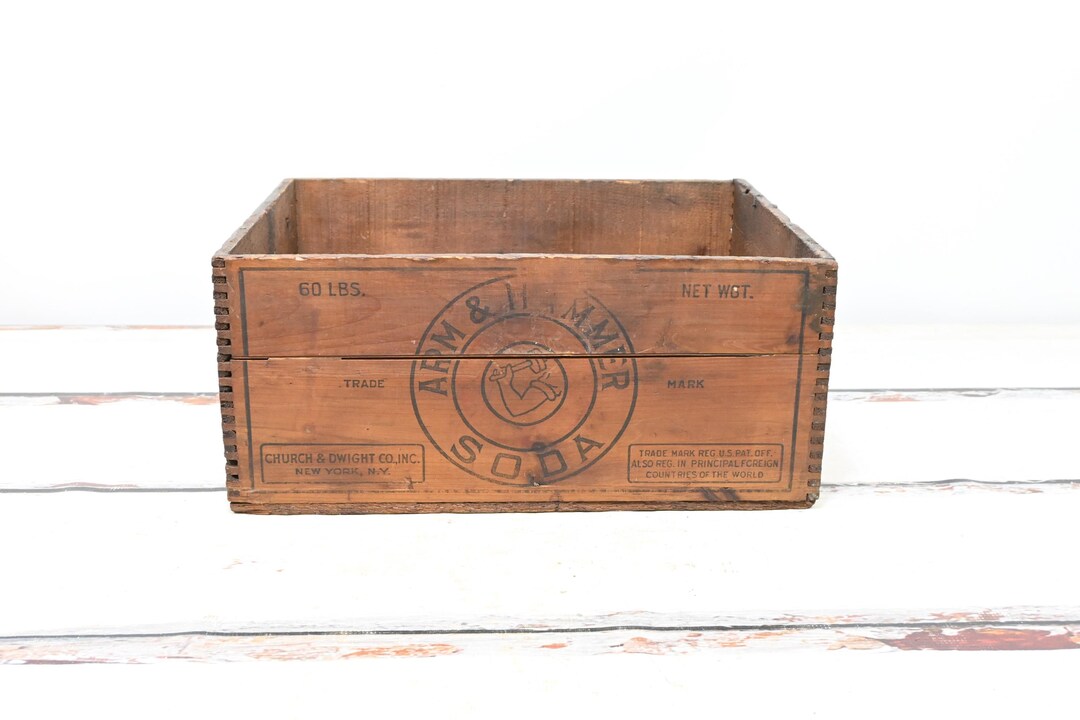 Antique Old Arm and Hammer Baking Soda Crate60 LBS Wooden Box Crate New ...