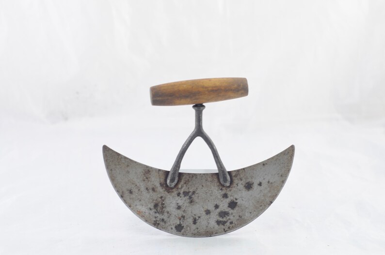 Vintage . Single Blade Food Chopper Cutter Wood Handle Kitchen - Etsy
