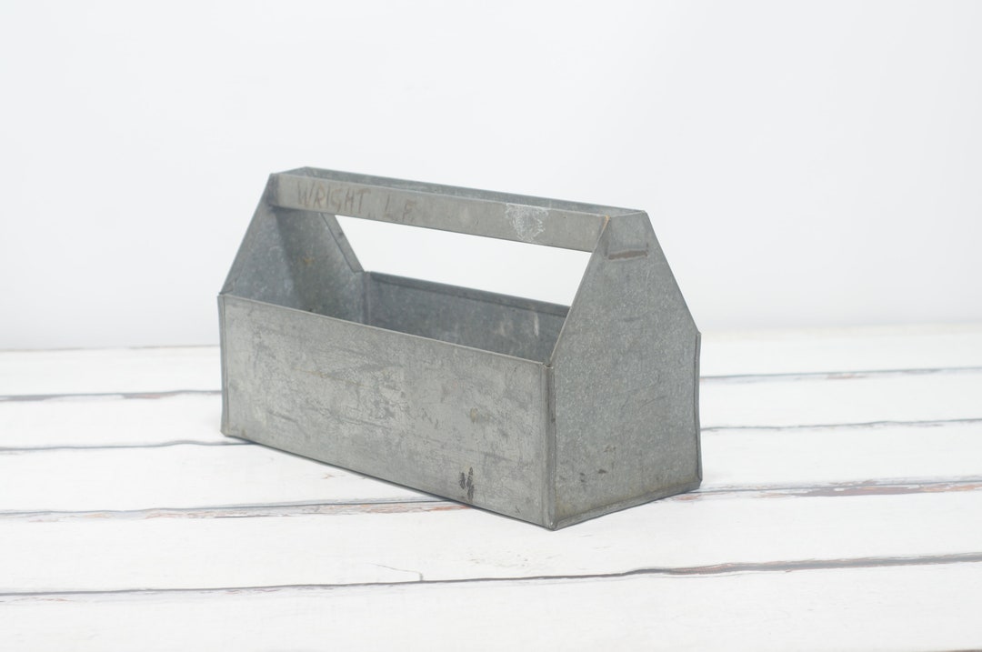 Zinc . Galvanized Tool Tote Steel Handle Galvanized Toolbox Tool Tote ...