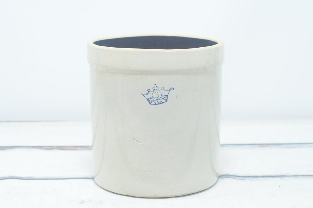 Vintage 3 Gallon Blue Crown Crock ROBINSON RANSBOTTOM Stoneware Vintage ...
