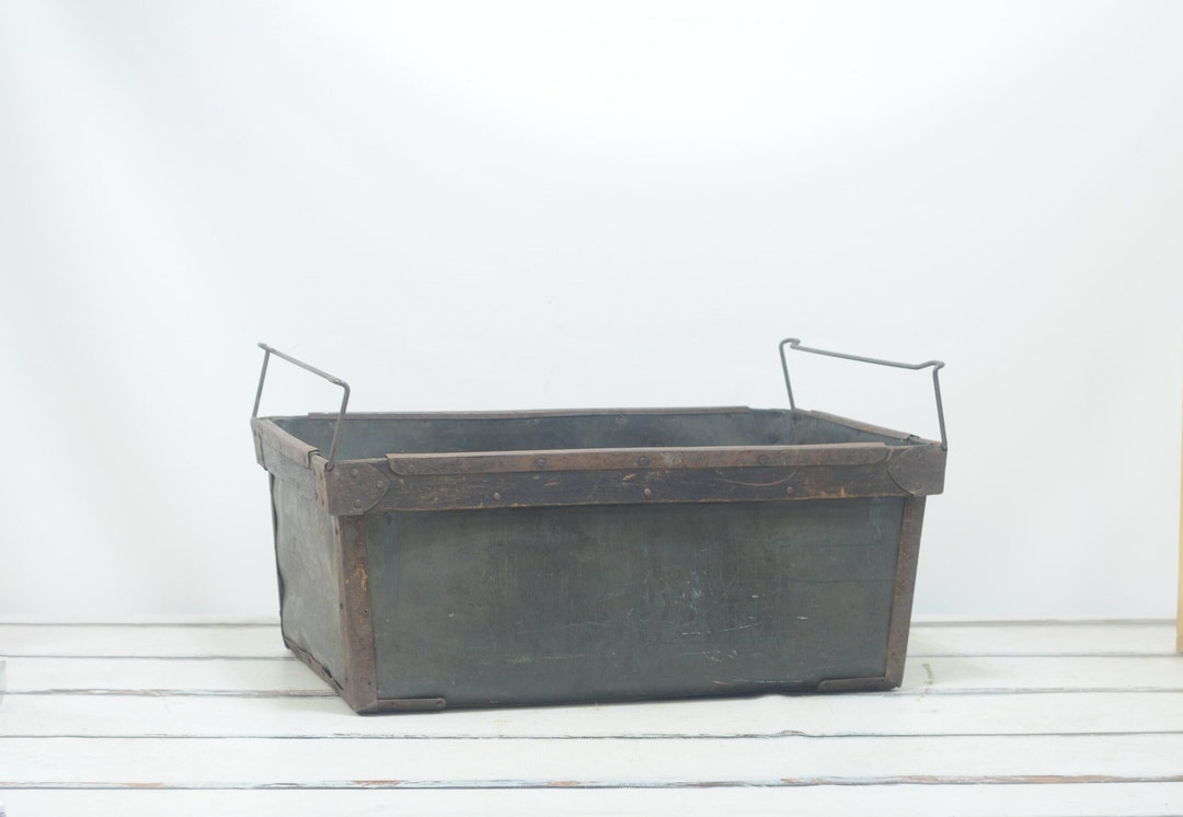 Antique Fiberglass Metal Wood Bin With Handles Box Vulcanized Fibre ...