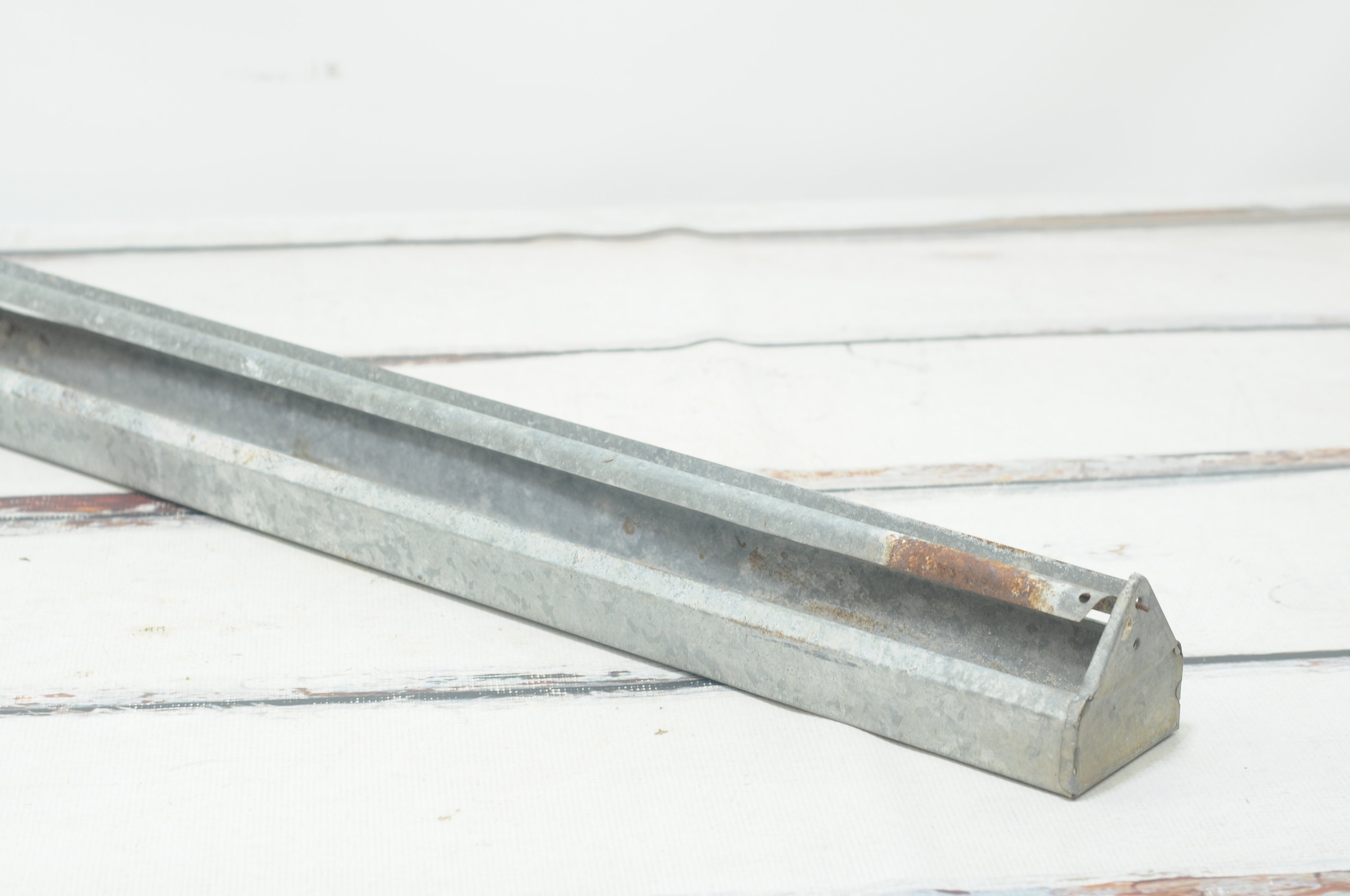 VTG . 36" Galvanized Metal Country Farm Chicken Feeder Trough Tray ...