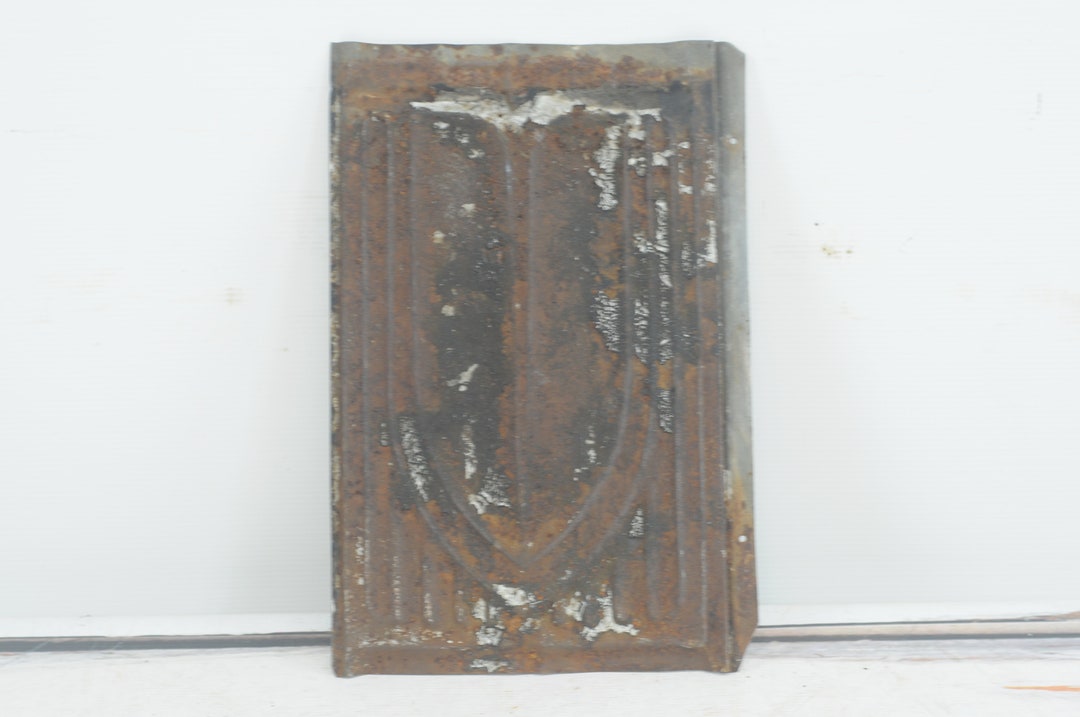 Antique . Pressed Tin Roof Shingle Decorative Embossed Tin Wall Art ...