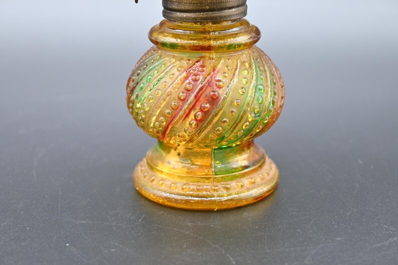 Vintage Enesco Small Glass Oil Lamp Carnival Glass Painted Lamp and ...