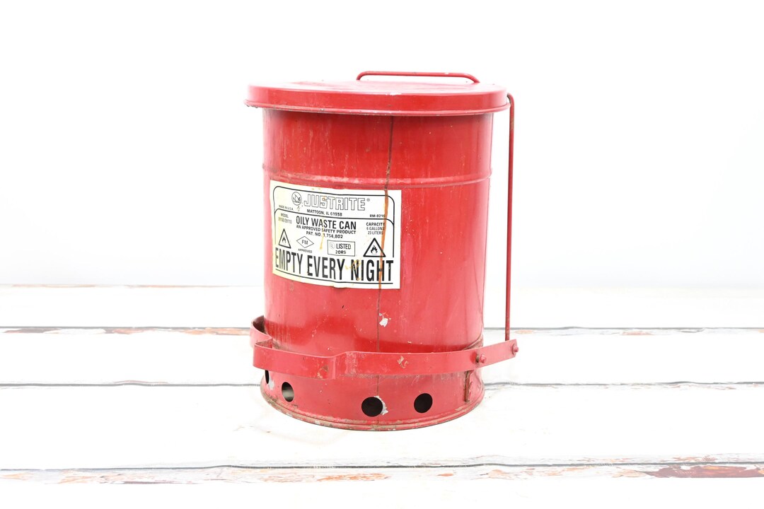 Justrite . Oily Rag Waste Can Garage Waste Receptacle 6 Gallon - Etsy