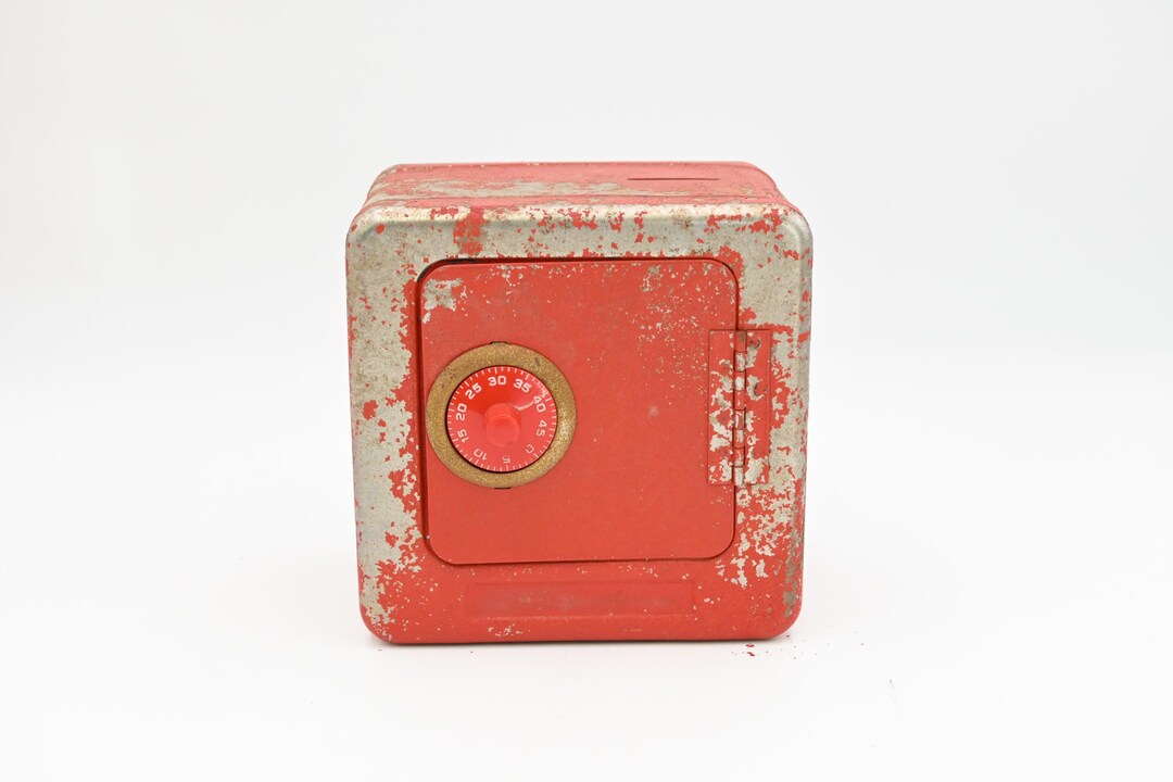 Vintage . Red Metal Toy Combination Safe Bank - Etsy