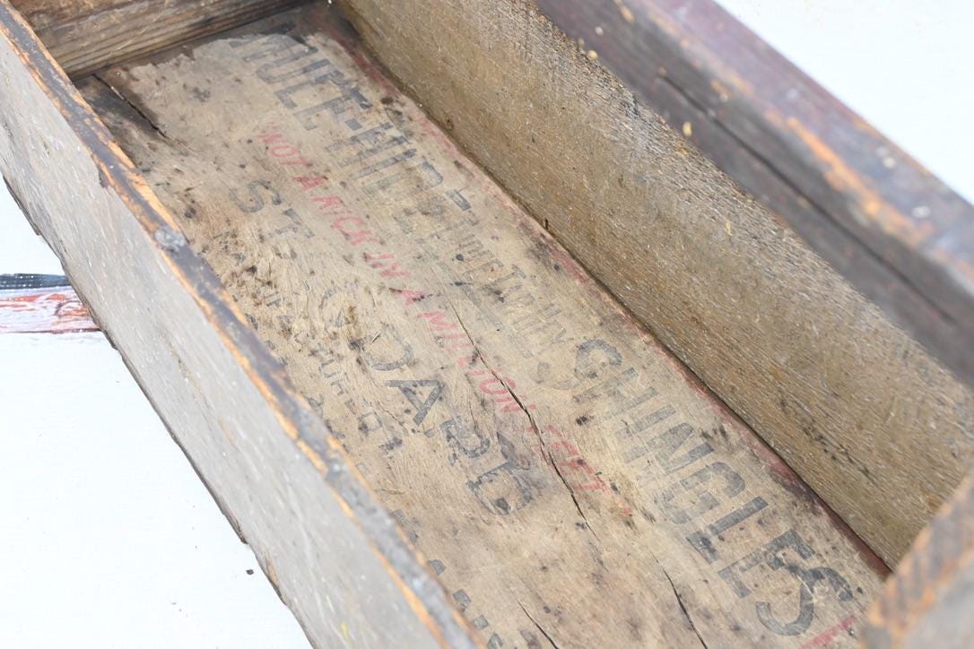Vintage . Wood Tote Box Crate Wood Box With Wood Handle Garden Tote ...