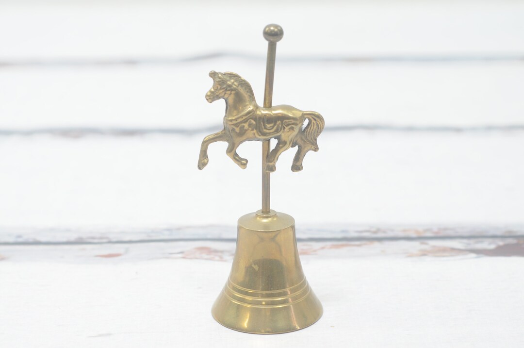 Vintage Decorative Brass Bell With Horse, Carousel Horse Collectible ...