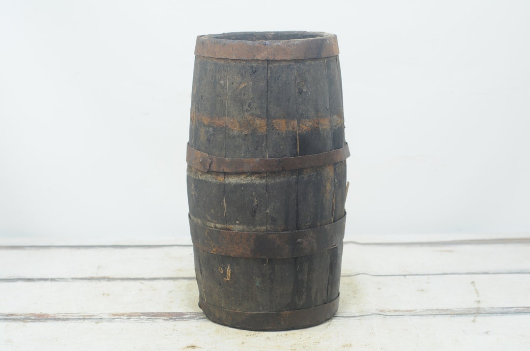 RESERVED. Antique Wood Stave Cask Field Water Keg Milk Barrel Whiskey ...