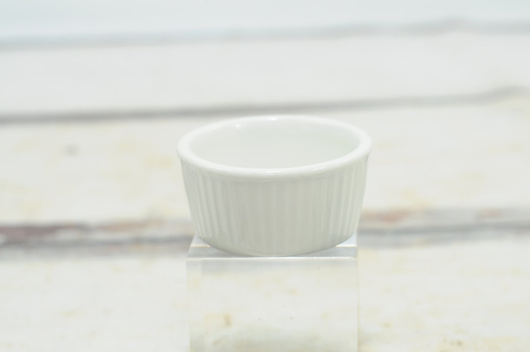 Vintage Hall Pottery Ramekin Small White Custard Dish, White Ribbed ...