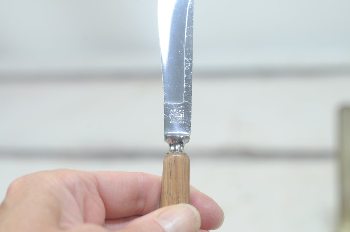 6 Vintage Peaso Solingen Steak Knives Wood Flatware Knife Set Danish ...