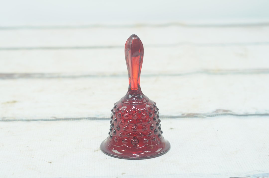 Vintage Fenton Red Hobnail Glass Original Sticker and Clanger Present ...