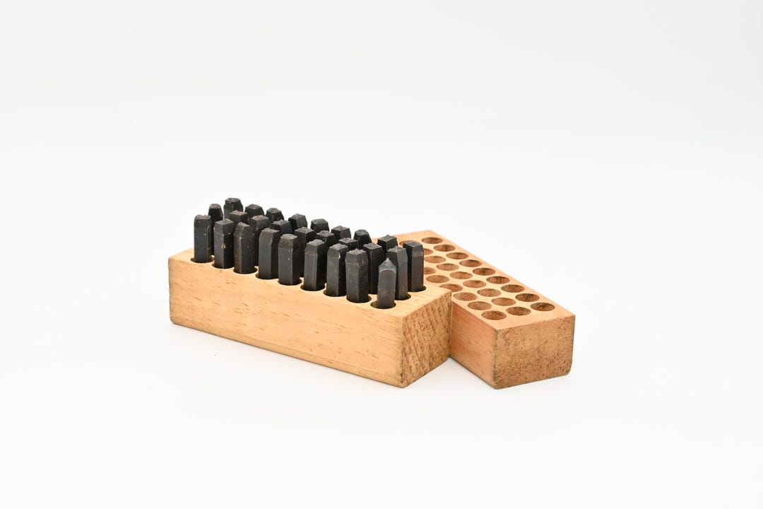 Vintage Young Bros. Metal Steel Dies Stamps Punches Full Alphabet Wood ...