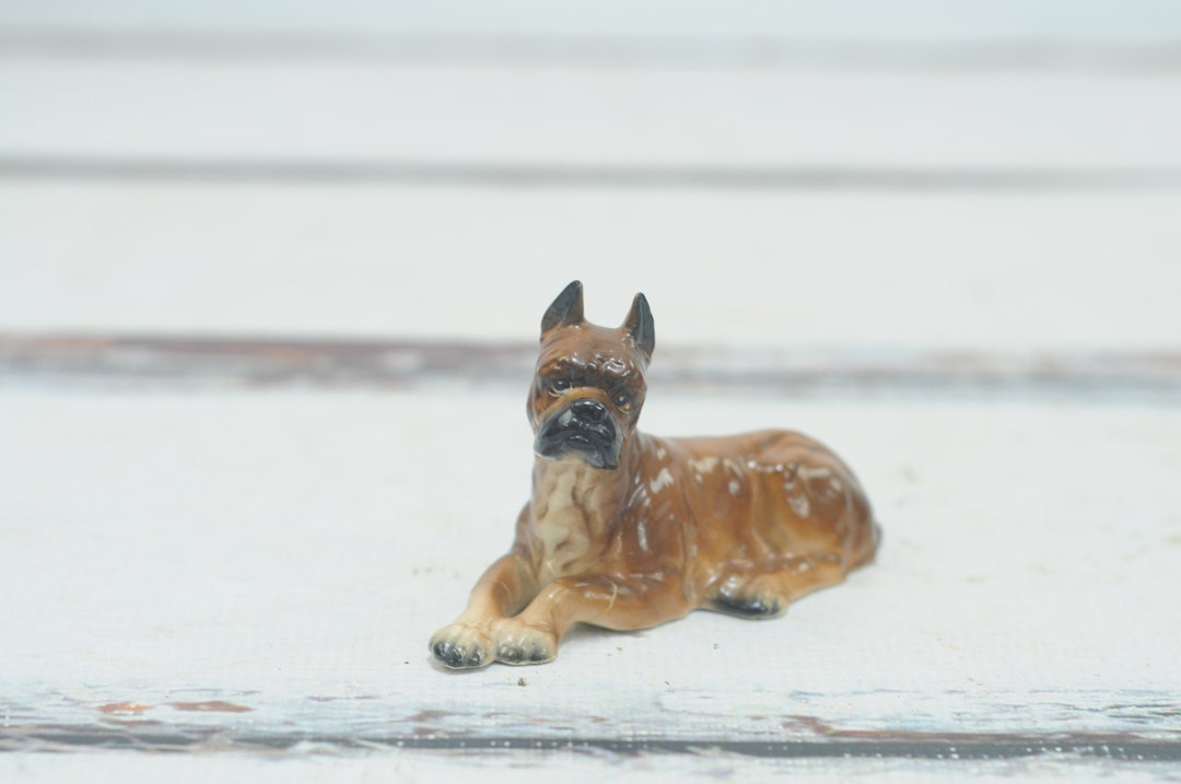 Vintage . Porcelain Boxer Figurine 4.75l Brown Boxer Japan Leaf Clover ...