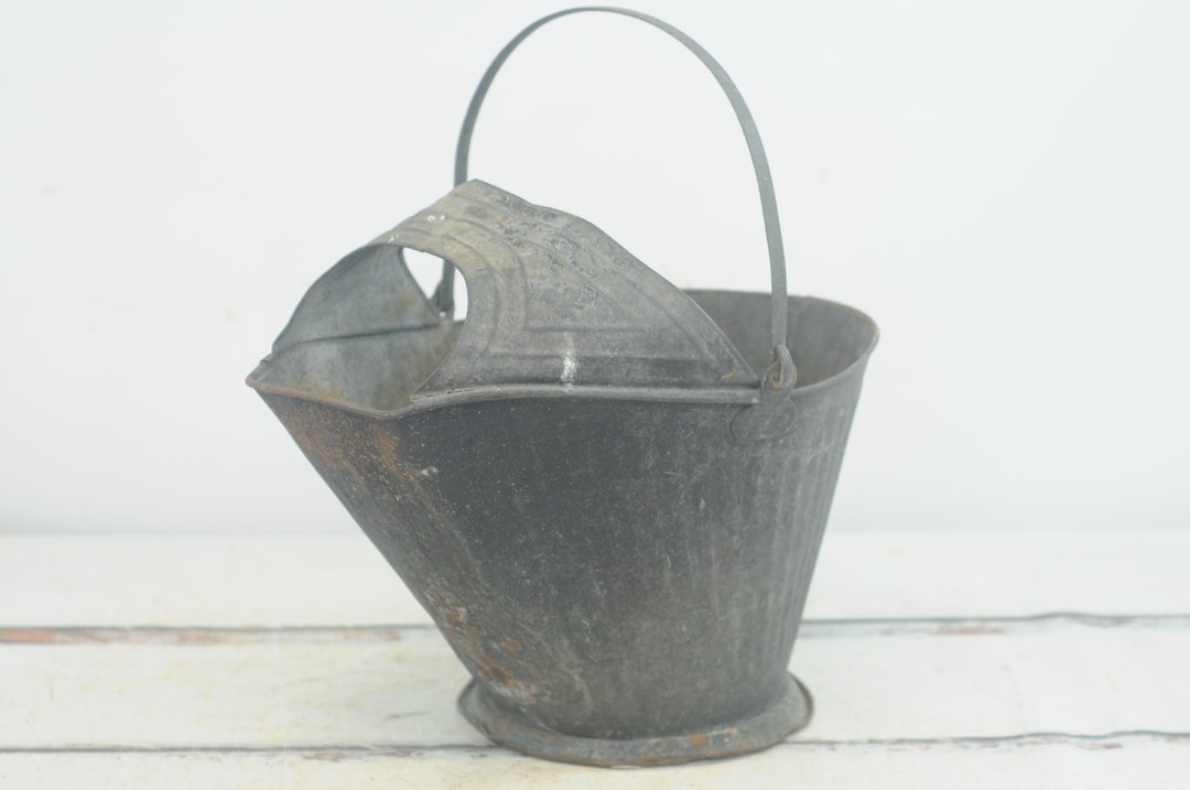 Vintage . Wheeling? Fireplace Coal Ash Galvanized Zinc Bucket Regal ...