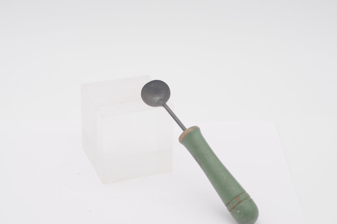 Vintage . Green Wood Handled Melon Baller Utensil Kitchen Collectible ...